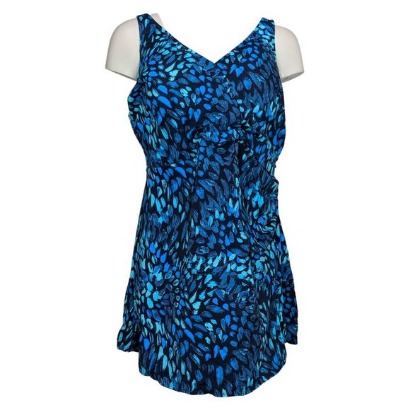 Denim&Co | Swim | Denim Co Plus Sz Swimsuit 2w Beach Vneck Wrap Front ...